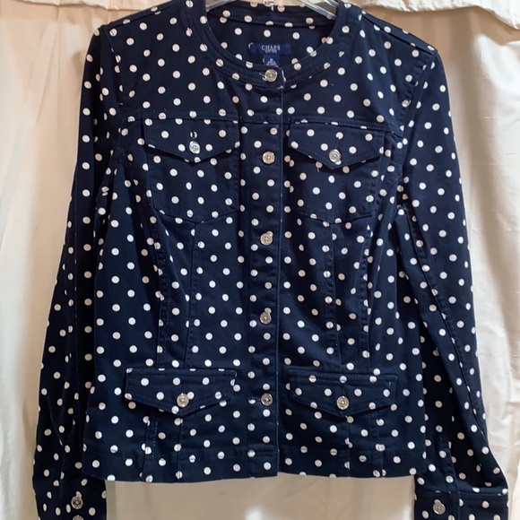 Chaps | Jackets & Coats | Chaps Navy Blue White Dots Sport Jacket M ...